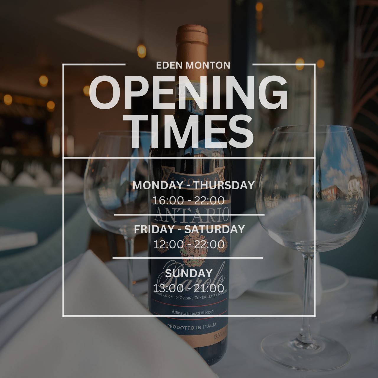 Eden Restaurant Monton | Italian Restaurant in Monton, Manchester